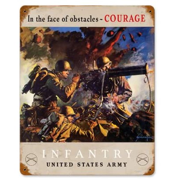 Infantry Courage Vintage Metal Tin Sign Aluminum Signage Advertising ...