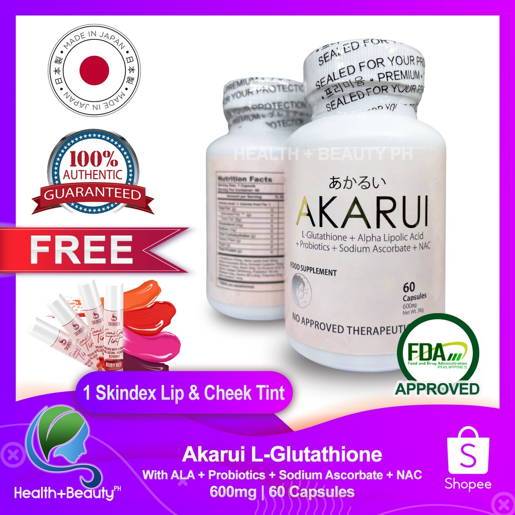 Japan AKARUI L-Glutathione 60 Capsules with Alpha Lipoic Acid ...