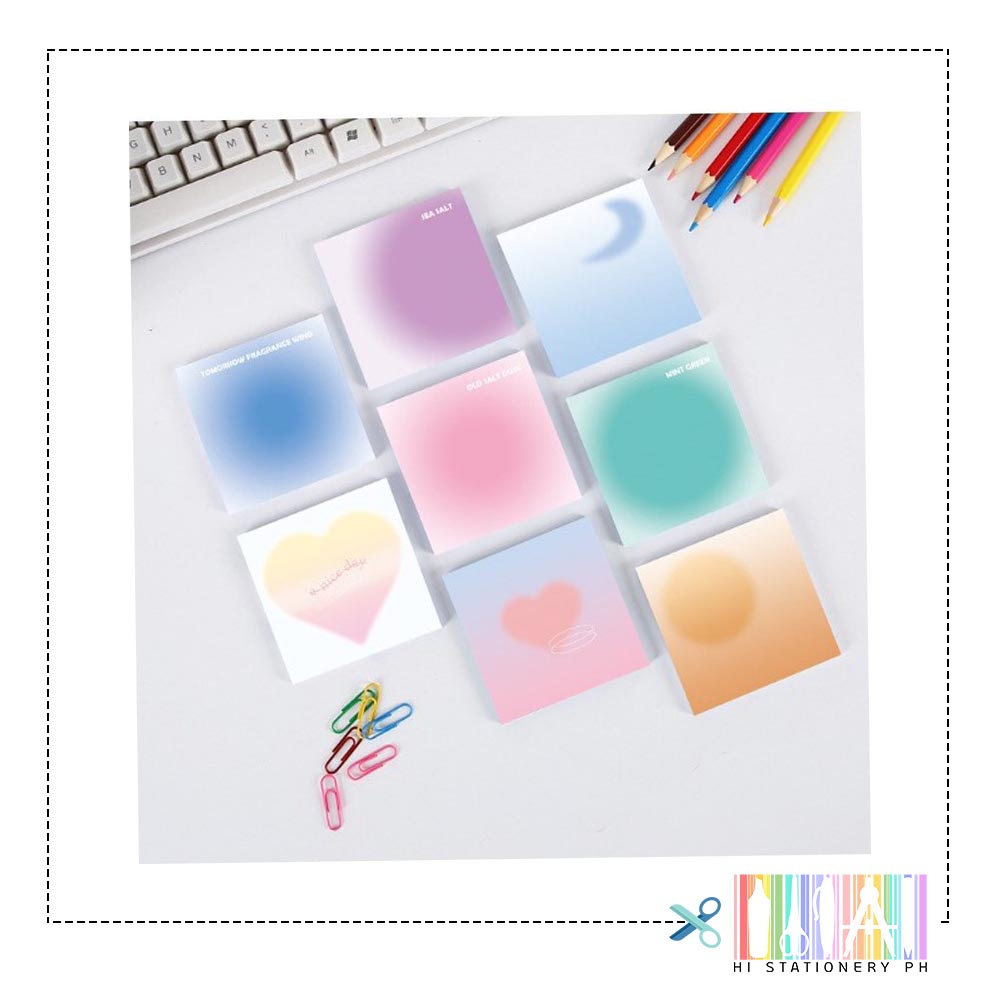 50Sheets Gradient Color Sticky Notes Self-Stick Note Pads / Pastel Self ...