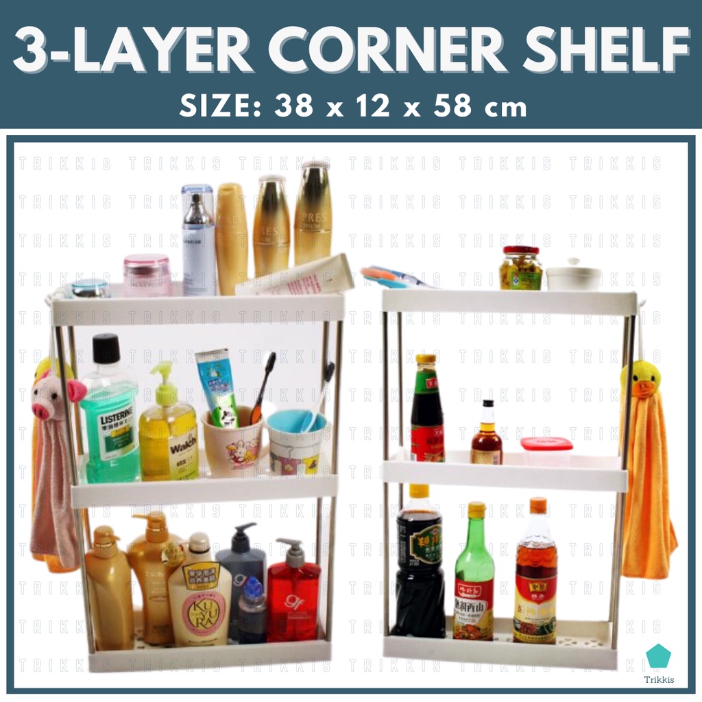3 Tier Corner Shelf/ Layered Rack Organizer / Condiment Holder ...