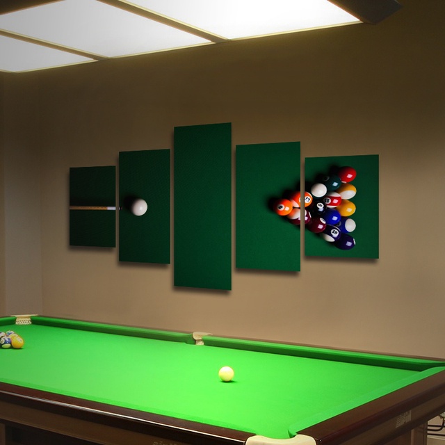 5 Piece Modern Billiard Hall Snooker Decorative Painting Club Canvas ...
