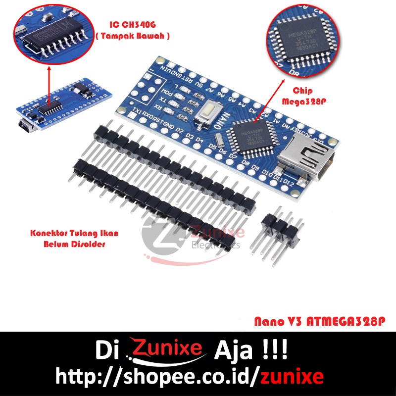 Nano V3 Atmega3 ATMEGA328P-PU 5V NANO ATMEGA328 Without MINI USB DATA ...