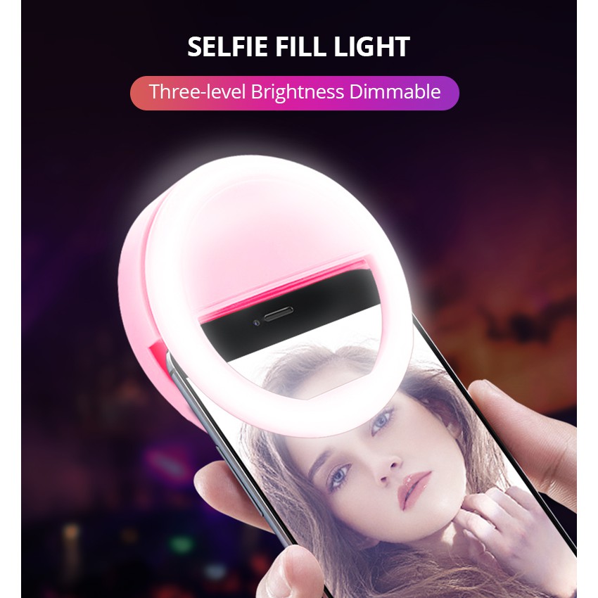 Novelty Clip LED Selfie Lamp Ring For Phone Camera Portable Clip-On ...