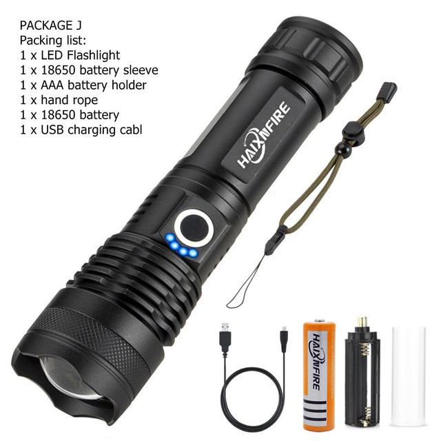 HAIXNFIRE H002 XHP50 LED Flashlight Convoy Lens Powerful 26650 Battery ...