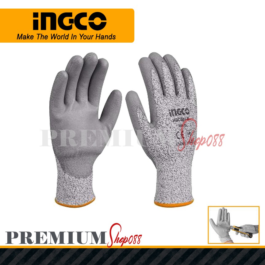 INGCO Rubber Gloves Cut Resistance HGCG01-XL Construction Glove ...