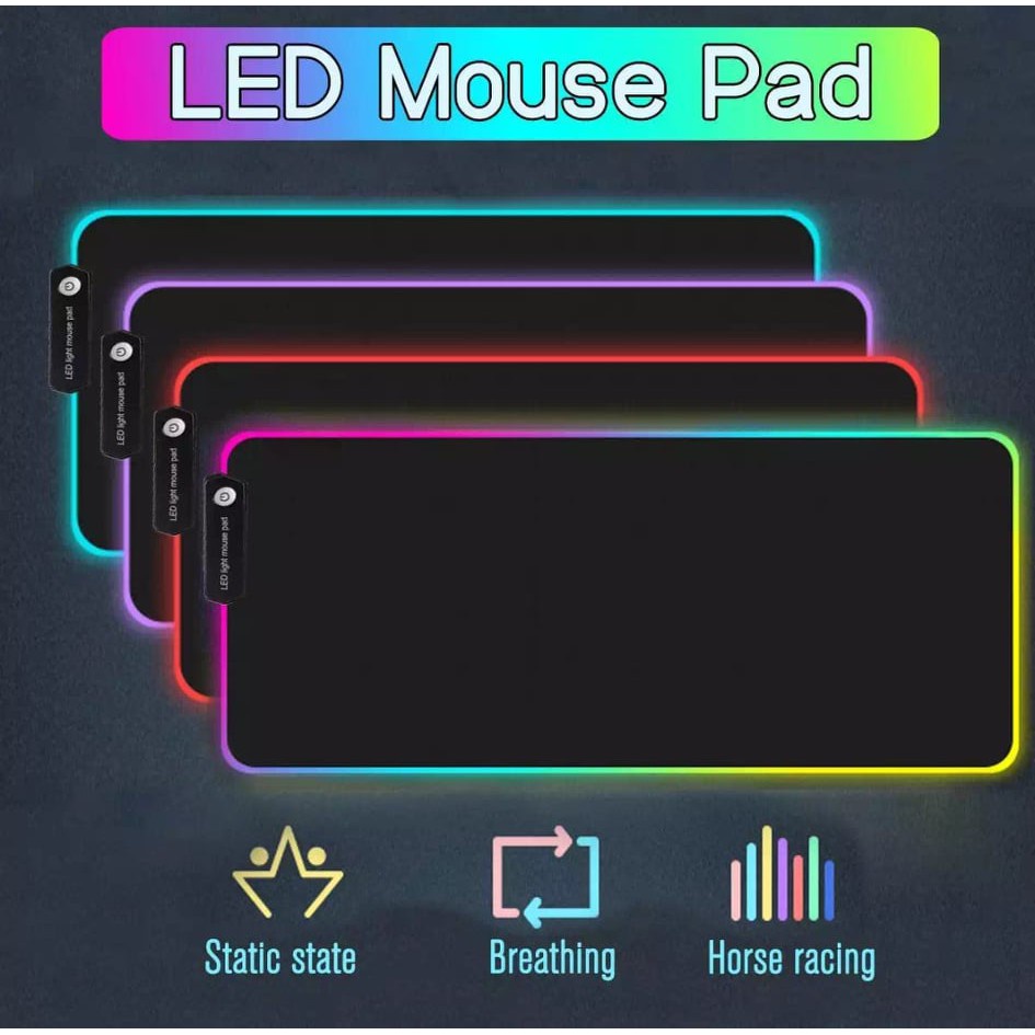RGB Colorful LED Lighting Light Gaming Mouse Pad Soft Large Computer ...