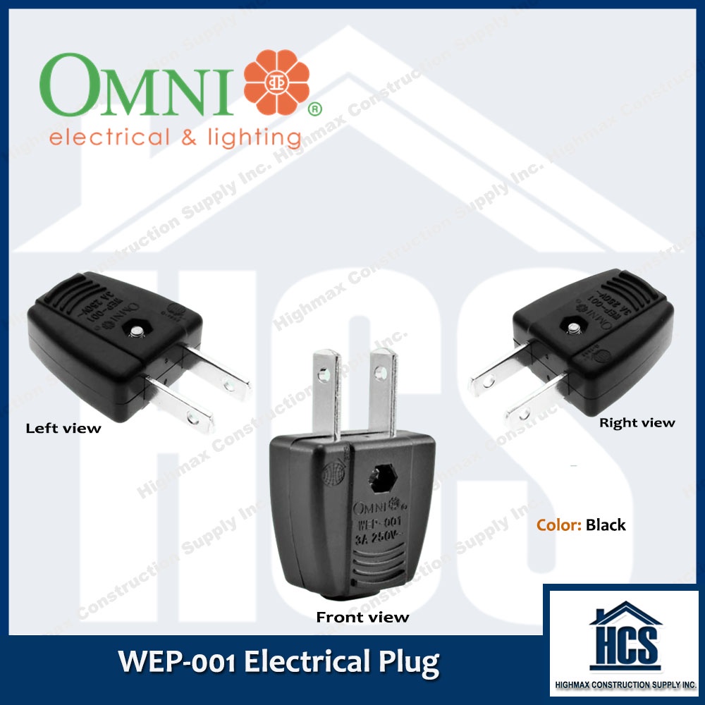 Omni Electrical Plug 3A 250V (Black) - WEP-001-Black | Shopee Philippines