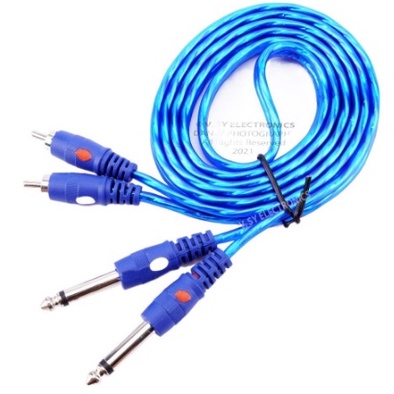Heavy Duty 2 Male RCA Plug to 2 Male PL 6.35mm Mono Plug Jack Audio ...