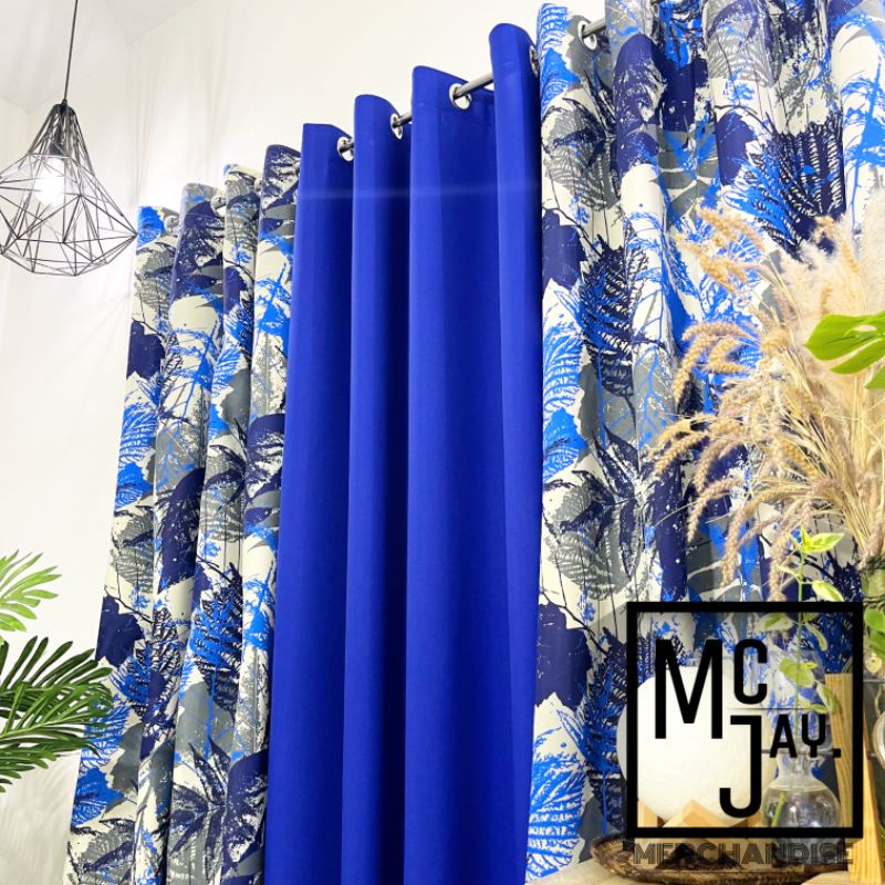 MCJAY - 3in1 Blue Forest Leaves Ring Curtain Set (6ft/6.6ft/7ft) - Sold ...
