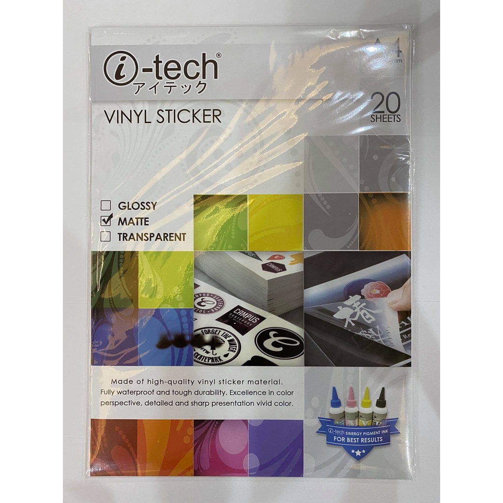 A4 I-TECH Vinyl Sticker Waterproof Matte / Glossy / Transparent ...