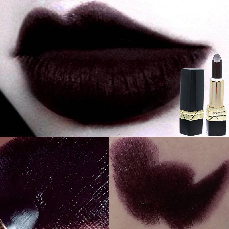 8 Color Lipstick Dark Vampire Dark Black Pure Black Retro Black Matte ...