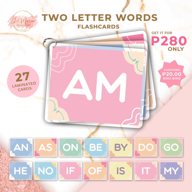 TWO LETTER WORDS CVC WORDS - Laminated Flashcards Reading Interactive ...