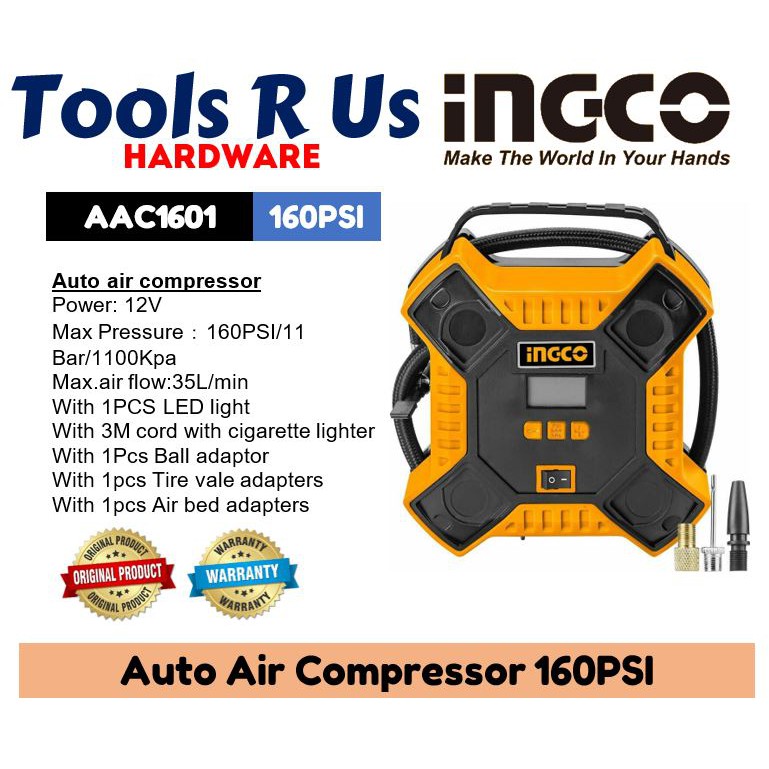 Ingco Auto Air Compressor 160PSI AAC1601* MERVILLE | Shopee Philippines