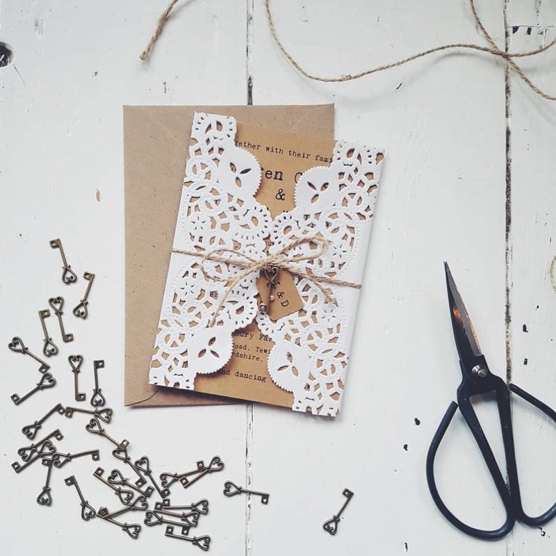 [RUSH] 5r 4r Rustic Pre folded Paper Lace Invitation Cover, Twine ...