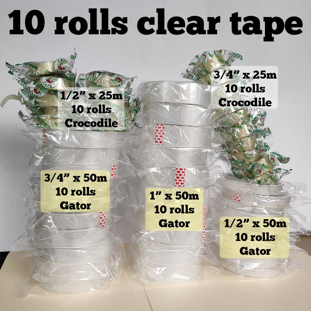 Clear Tape 10 ROLLS Superb Crocodile Cellophane Adhesive Tape | Shopee ...