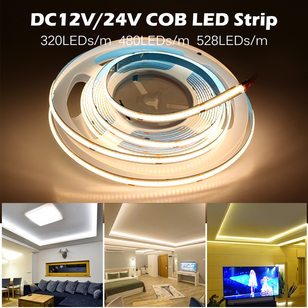 5M LED Strip Light FOB COB Light Strip 320 480 528 LEDs High Density ...