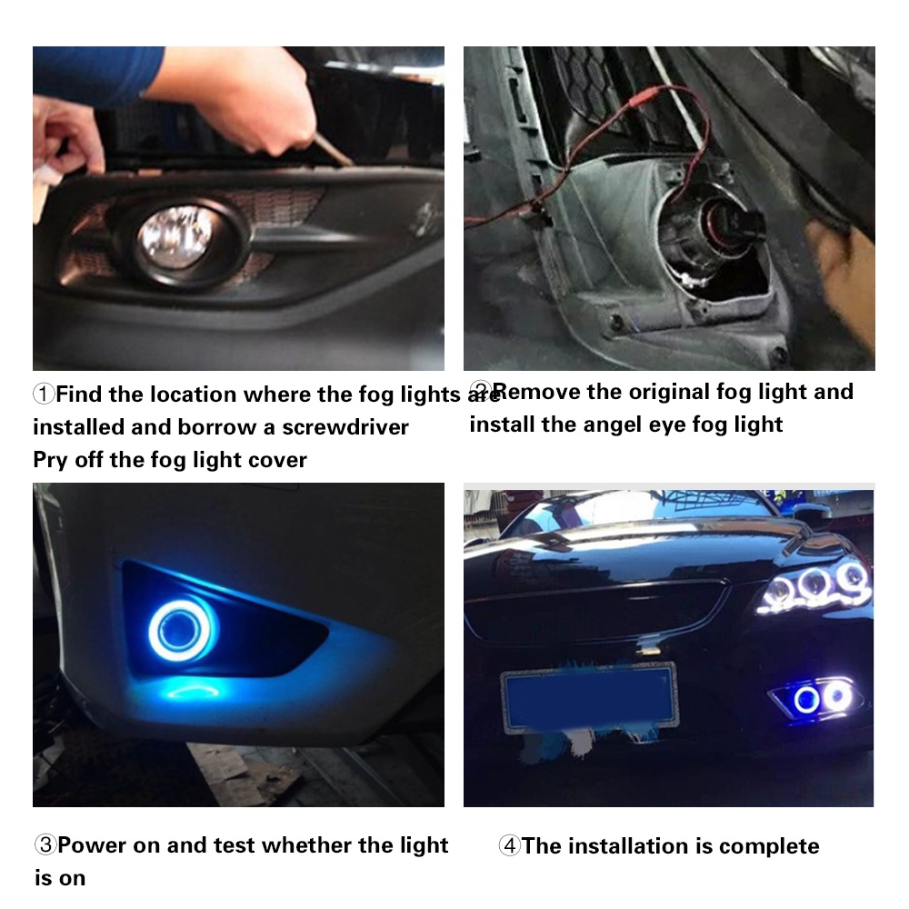 NGOUCIG 1 Piece Super Bright Colorful Angel Eyes LED Fog Light COB Car ...