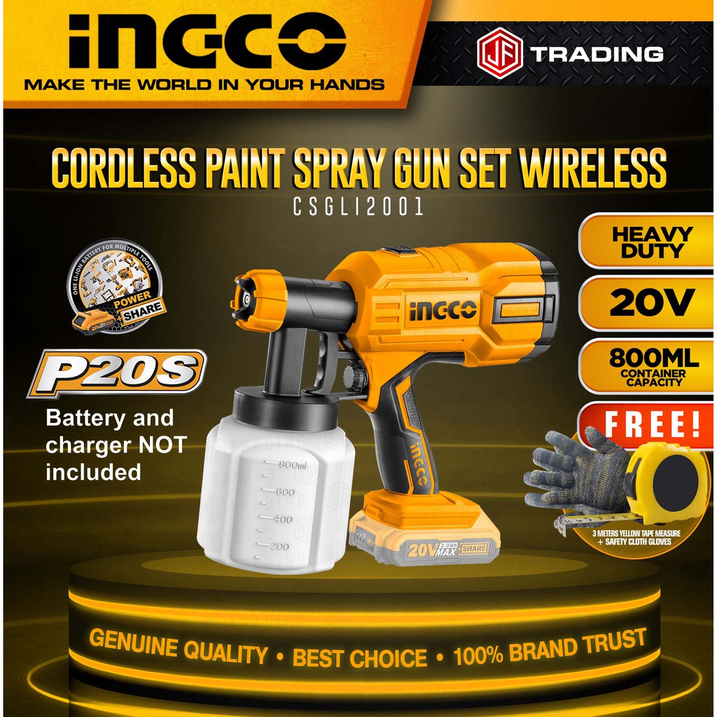INGCO Li-Ion Wireless Paint Spray Gun CSGLI2001 20V High Quality With ...