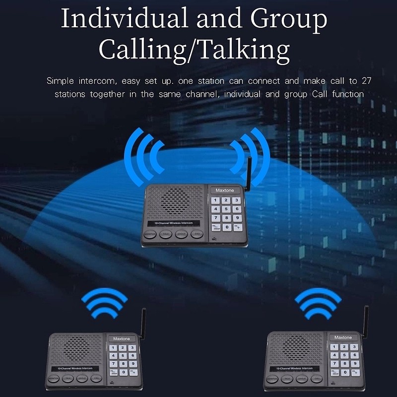 Ready stock,Wireless Intercom System 10 Channel 1K Meters Range No ...