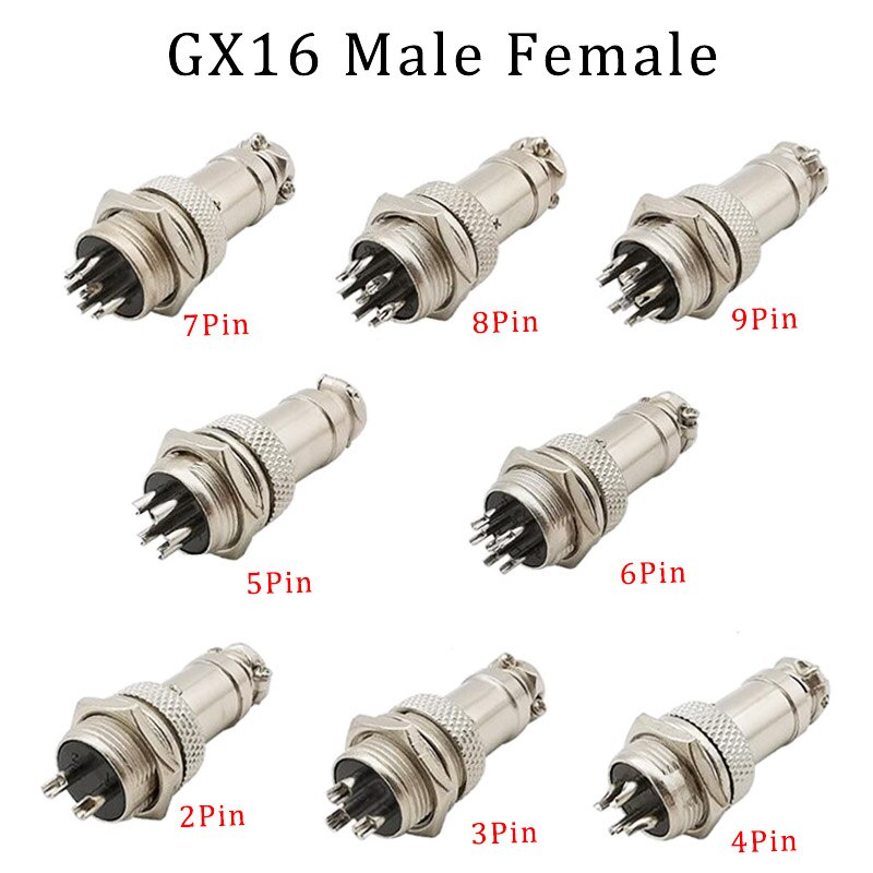 1Set GX16 Metal Aviation Panel Mount Connector GX16 2/3/4/5/6/7/8Pin ...