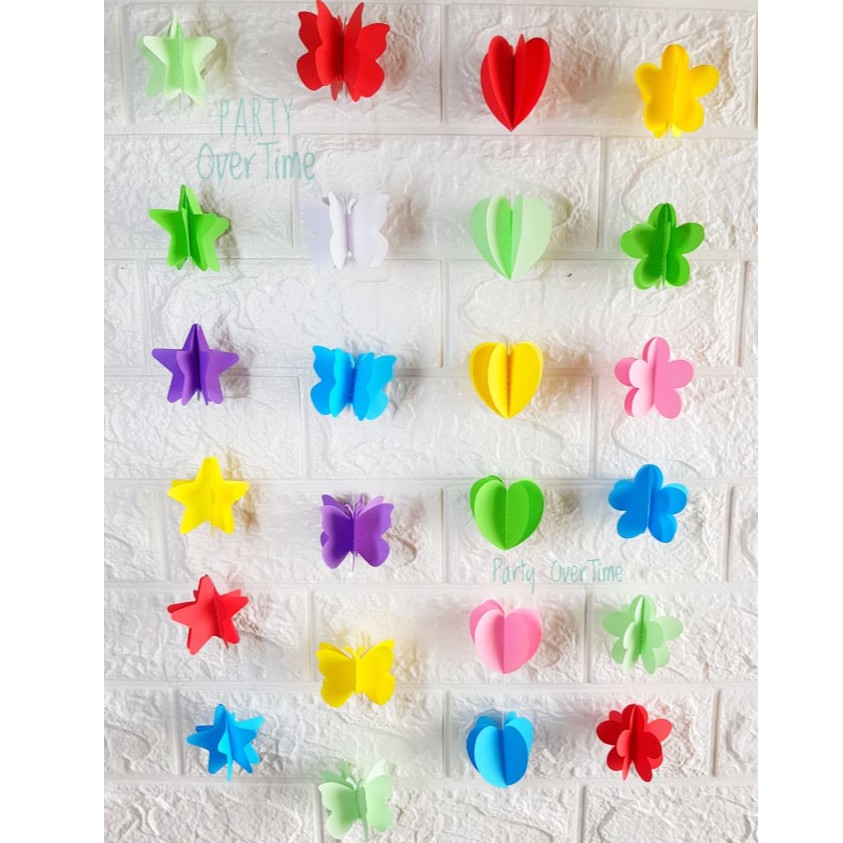3D Banderitas Butterfly Star Heart Flower Wall Party Decoration for ...