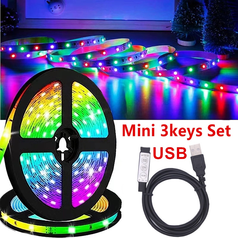 RGB LED Strip Light with 3 keys Controller 2835 USB 5V Led Flexible ...