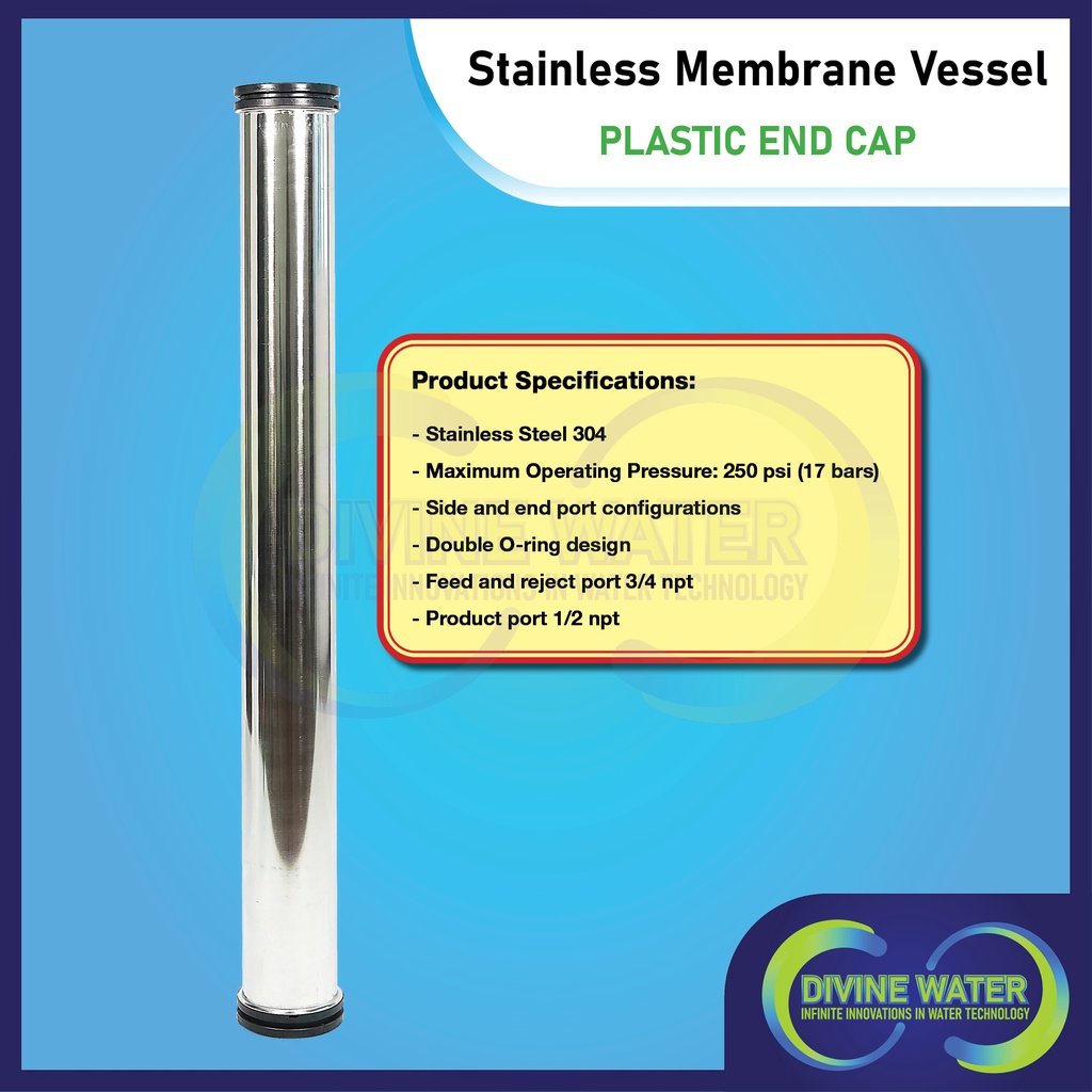 Reverse Osmosis Stainless Membrane Housing (with Plastic End Caps ...