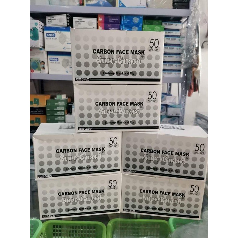 4ply Carbon Facemask - 50pcs / Box - Sure-Guard | Shopee Philippines