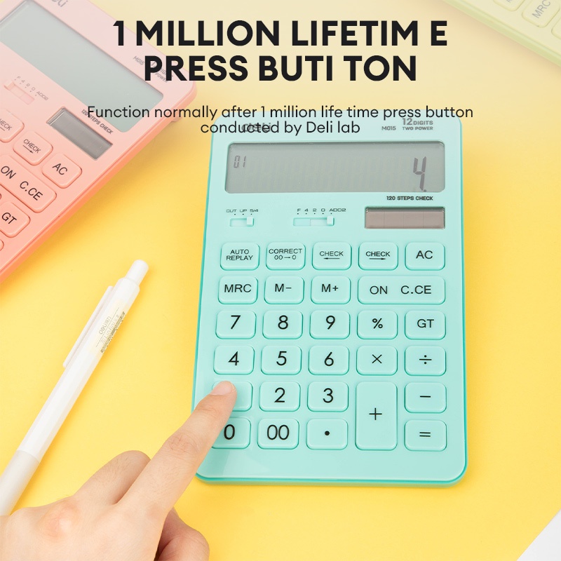 Deli Touch Calculator Big and Clear Display 12 Digits Office Calculator ...