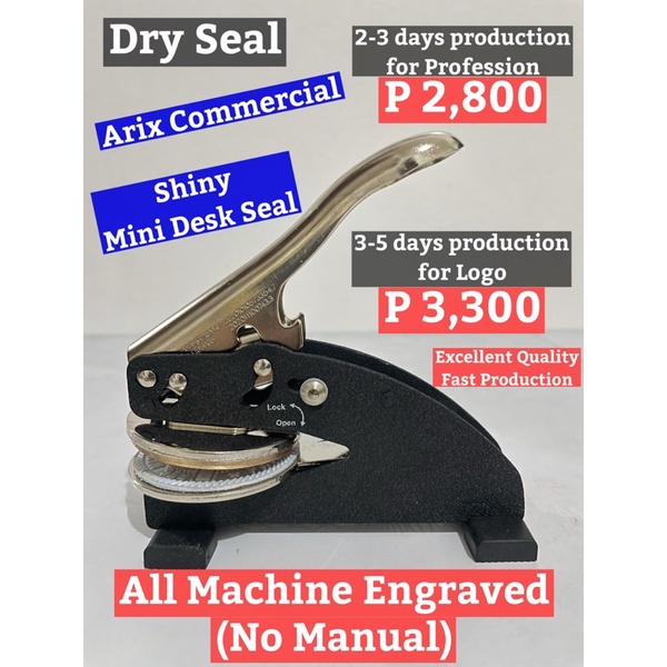 Mini Desk Dry Seal Machine Engraved Only 2-3 days prod. for Profession, 3-5 days for Logo ...