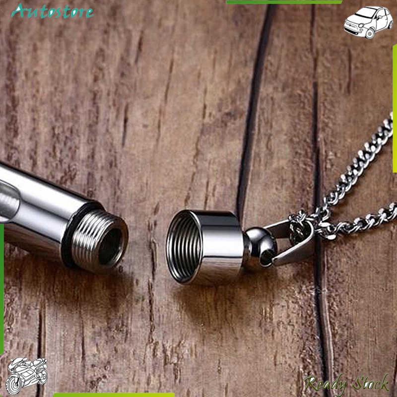 Stainless Steel Glass Openable Container Tube Urn Pendant Necklace ...