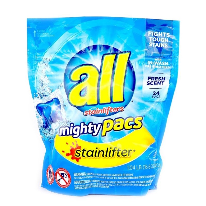 ALL Mighty Pacs Stainlifter Laundry Pods Fresh Scent 24 pacs | Shopee ...