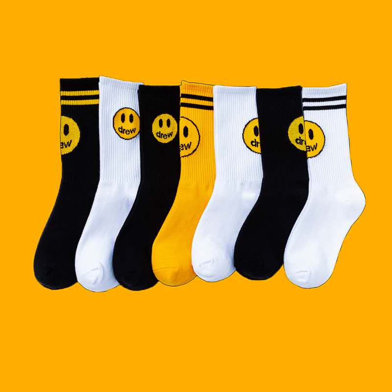Korean Drew Socks Ankle Socks Justin Bieber Smiling Face Socks Iconic ...