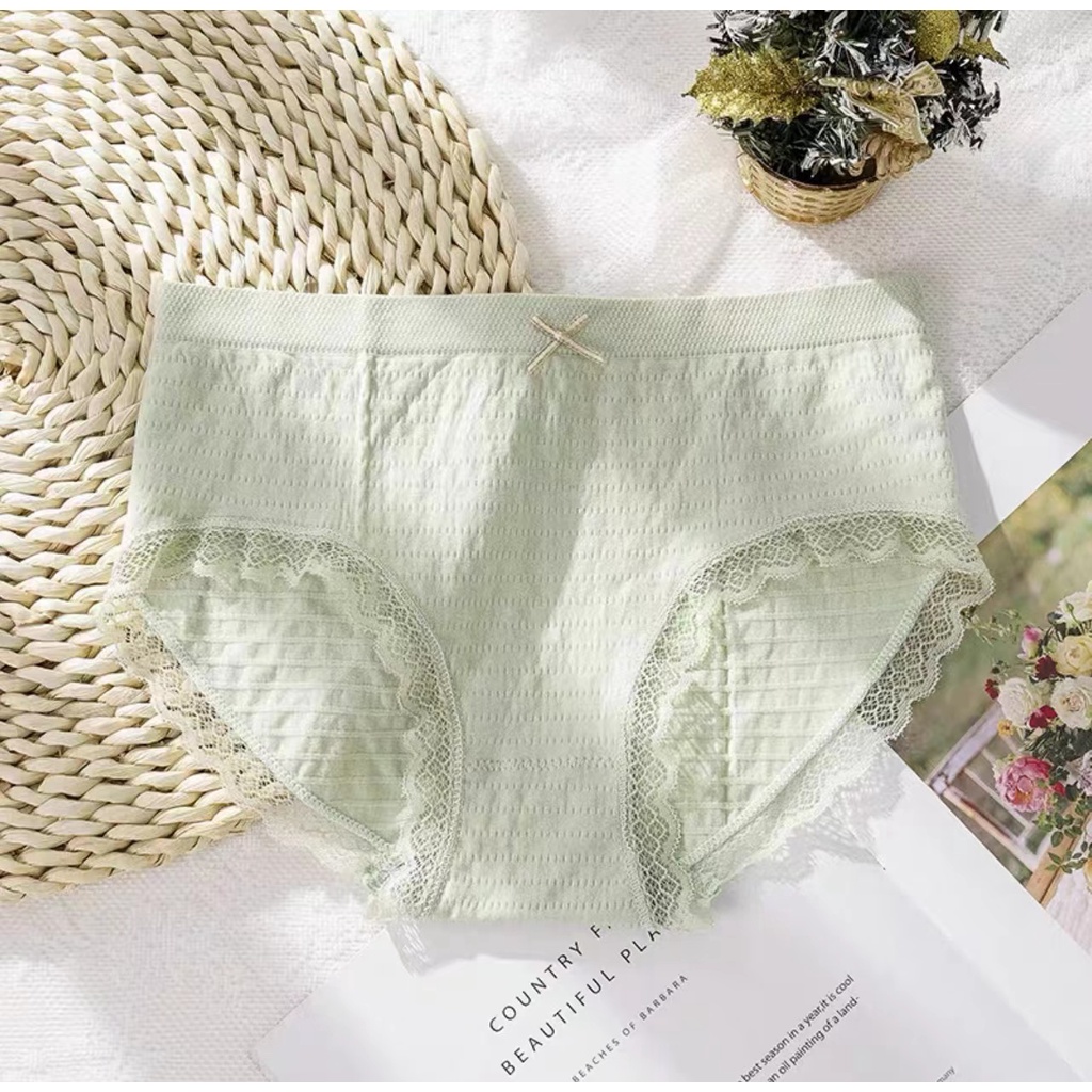 SF Plus Size Seamless Cherish Panty Antibacterial Panties Cheries Panty Bubble Mid-wais panties ...