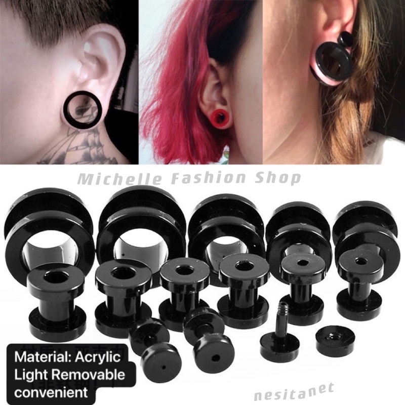 Pair/Pad Acrylic Ear Plugs Non allergic Tunnel Earrings Ear Piercing ...