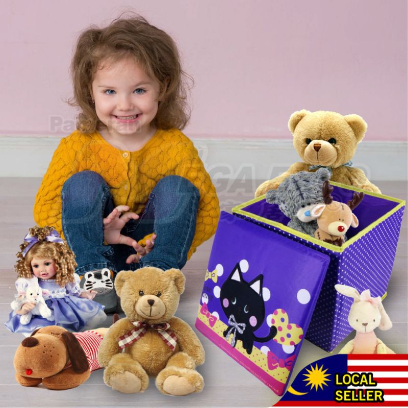 Multifunction Cute Children Toys Clothes Storage Stool Box | Shopee ...