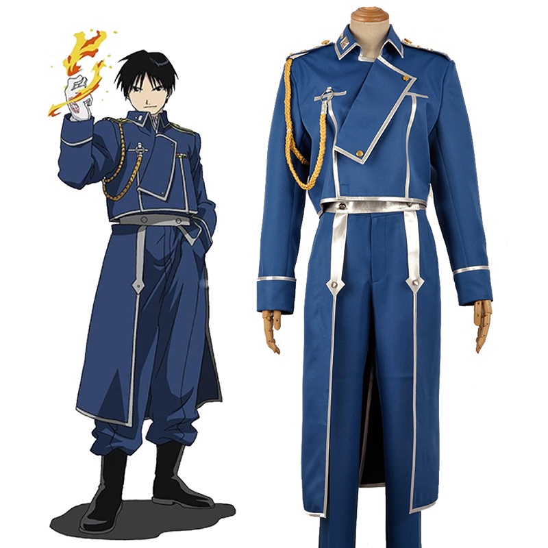 Anime Fullmetal Alchemist Cosplay Roy Mustang Costumes Military Uniform ...