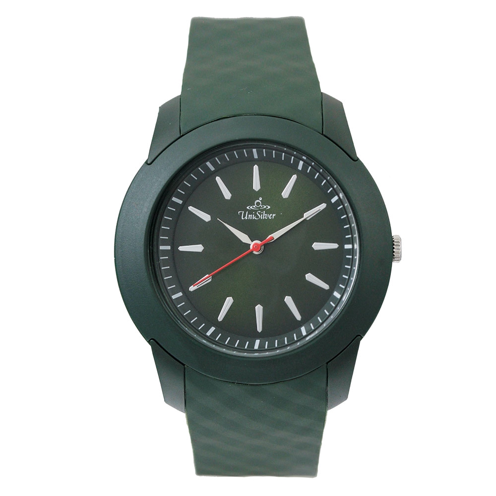 UniSilver TIME Orvium Rivo Men's Analog Silver / Dark Green Rubber ...