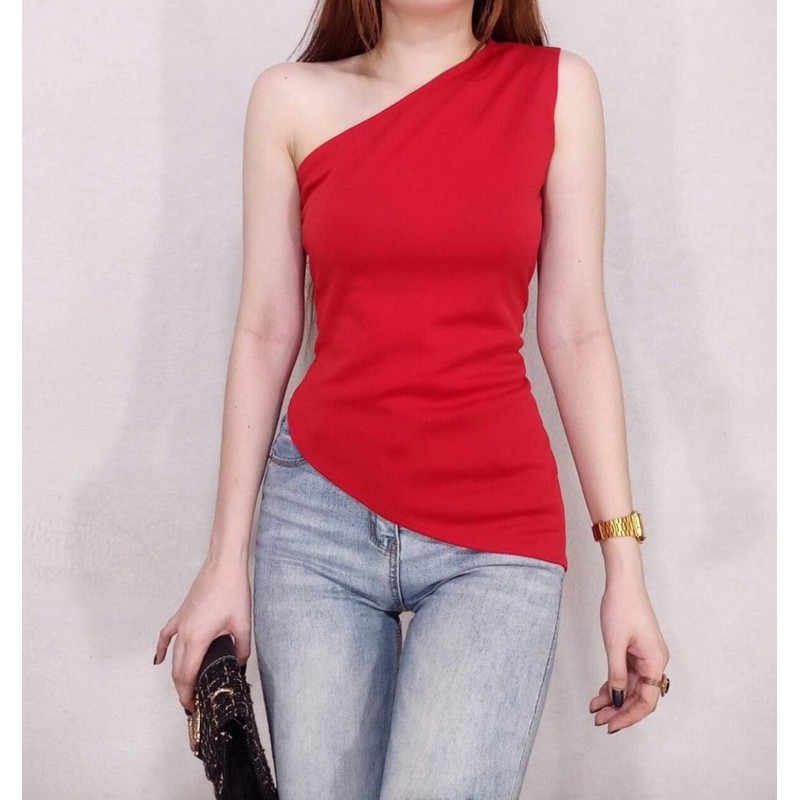 ONE SIDED SLEEVELESS BLOUSE | Shopee Philippines