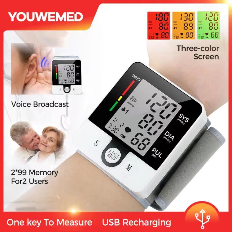 Rechargeable Blood Pressure Monitor Digital Sphygmomanometer Hypertension Monitor With USB ...