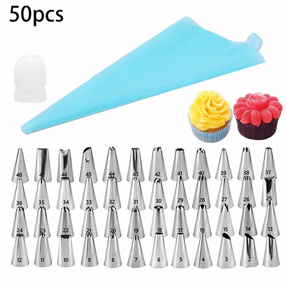 26 PCS/Set Silicone Pastry Bag Tips Kitchen Icing Piping Cream Reusable ...