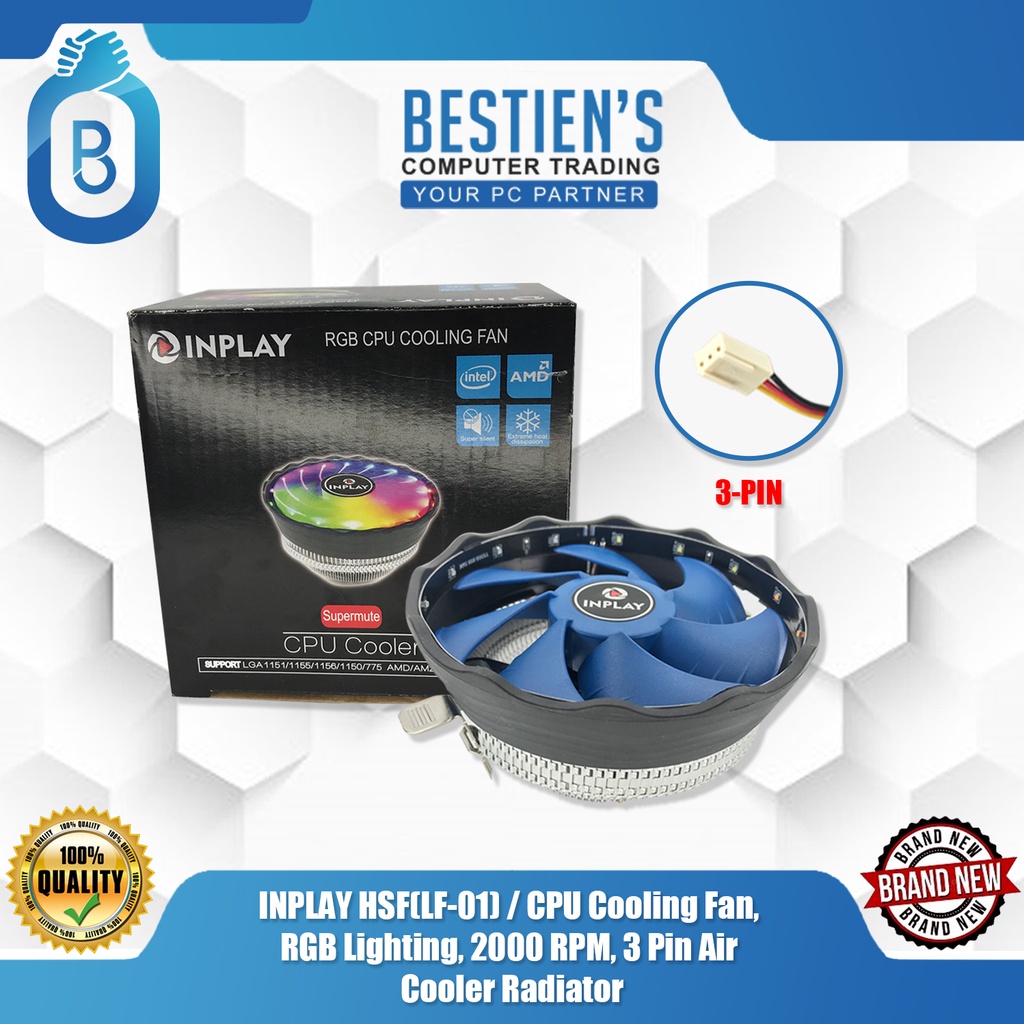 INPLAY HSF(LF-01) / CPU Cooling Fan, RGB Lighting, 2000 RPM, 3 Pin Air ...