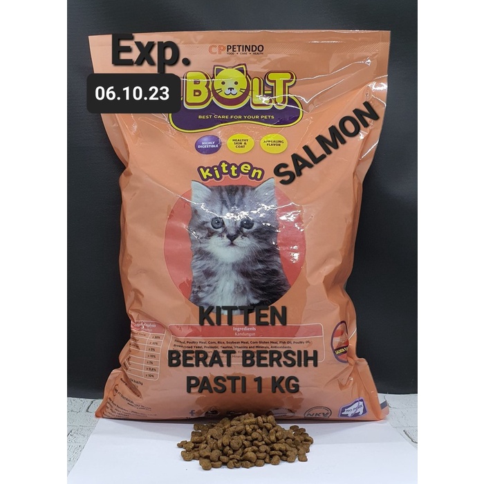 Cat FOOD BOLT KITTEN SALMON 1 KG KITTEN REPACK GUARANTEE 1 KG | Shopee ...