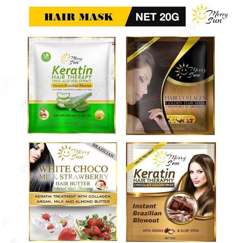 AUTHENTIC MERRY SUN Choco Golden Mask Keratin 20g | Shopee Philippines