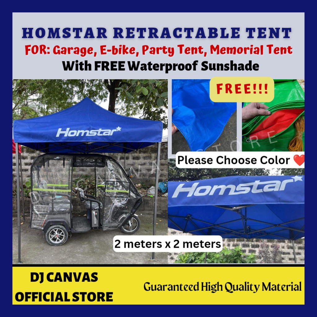 HOMSTAR BRAND 2m x 2m Retractable Memorial Garage Gazebo Party Tent ...
