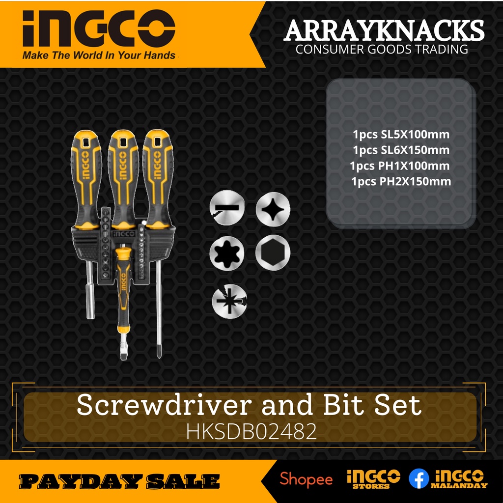 INGCO Screwdriver and Bit Set (HKSDB02482) HANDTOOLS | Shopee Philippines