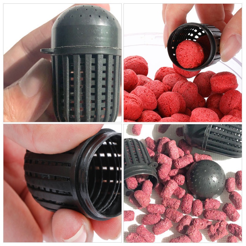 black Bait Cage Feeder Fishing Bag Shrimp Cage Lobster Baits Thread ...