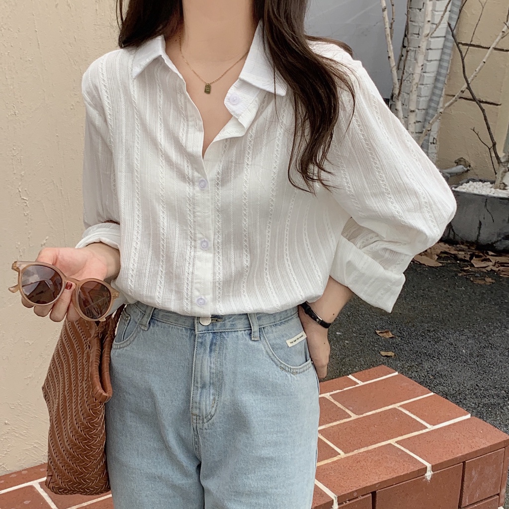 Duolin Women Design Sense Niche French Temperament Long-Sleeve White ...