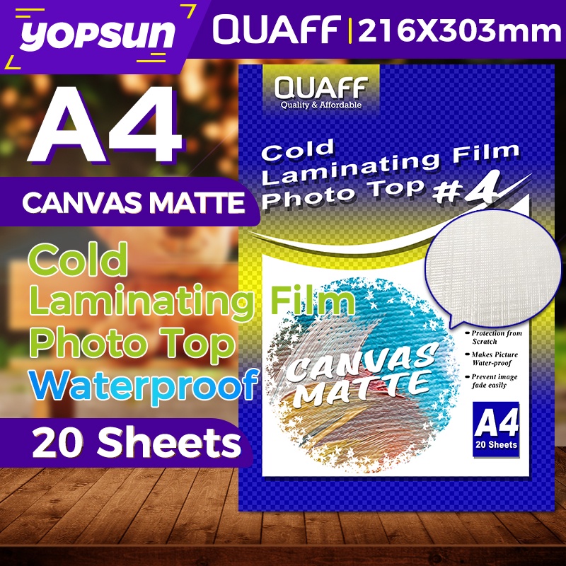Canvas Matte Quaff Photo Top A4 Cold Laminating Film 20 Sheets | Shopee ...
