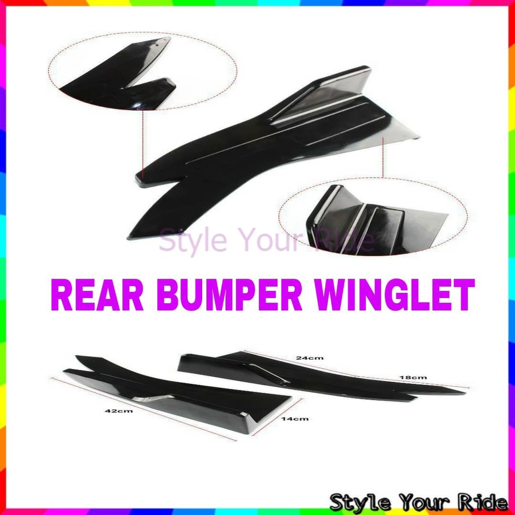 Universal Rear Bumper Lip Diffuser Winglet Wings Anti-crash Modified ...
